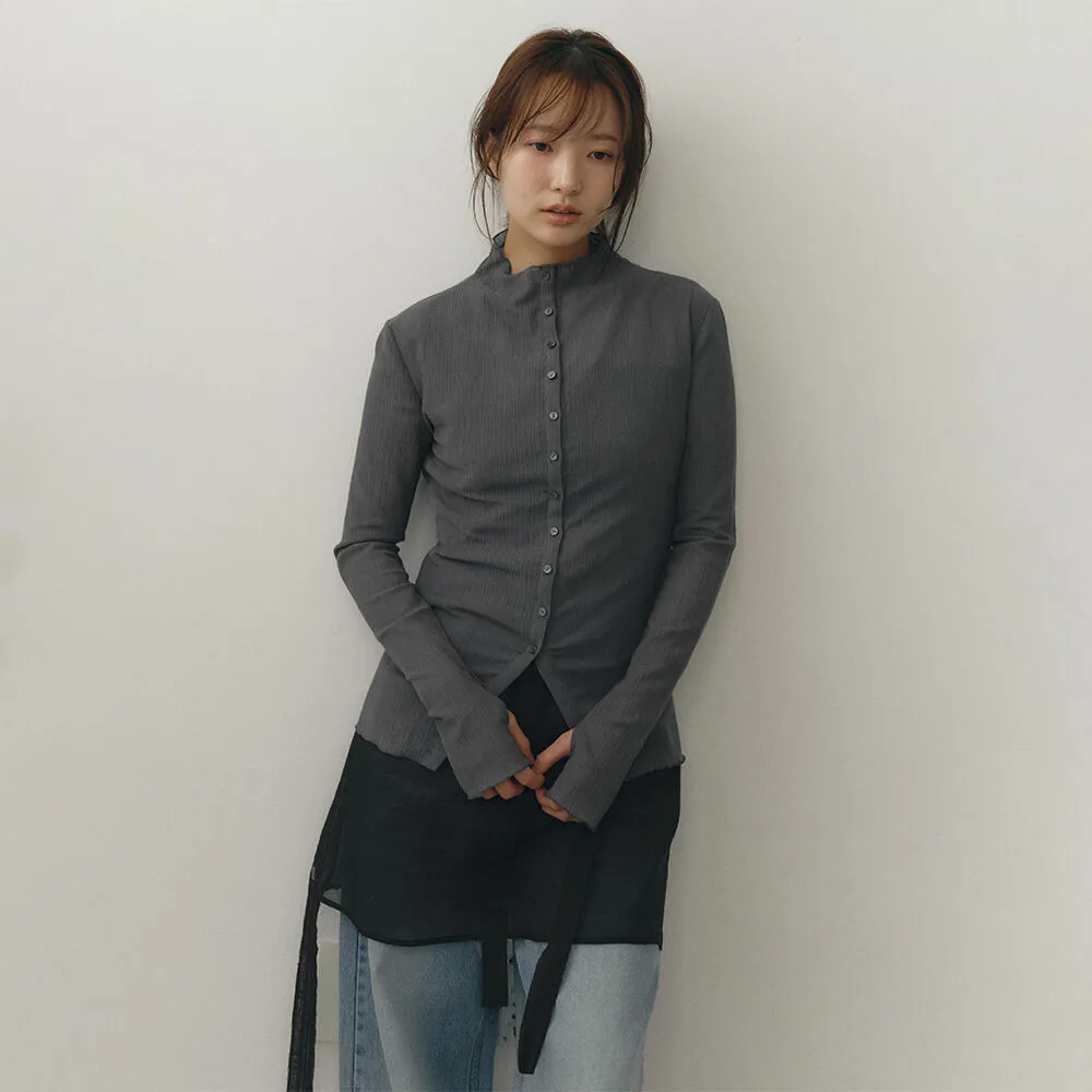 [1st REORDER] PLEATS HALF NECK BUTTON TOP [CHARCOAL] - 감도 깊은 취향 셀렉트샵 29CM