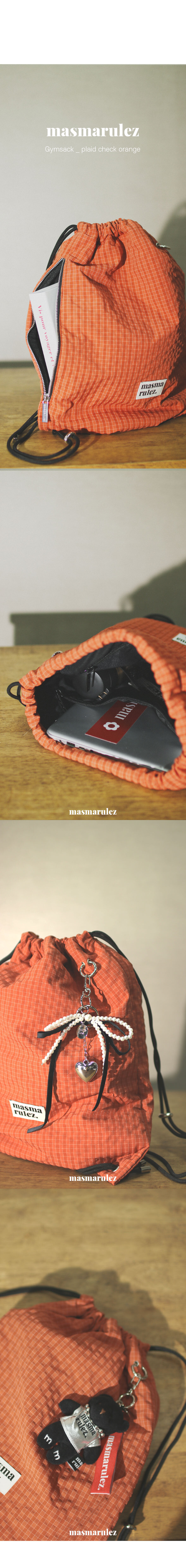 Gym sack string bag _ plaid check orange - 감도 깊은 취향 셀렉트샵 29CM