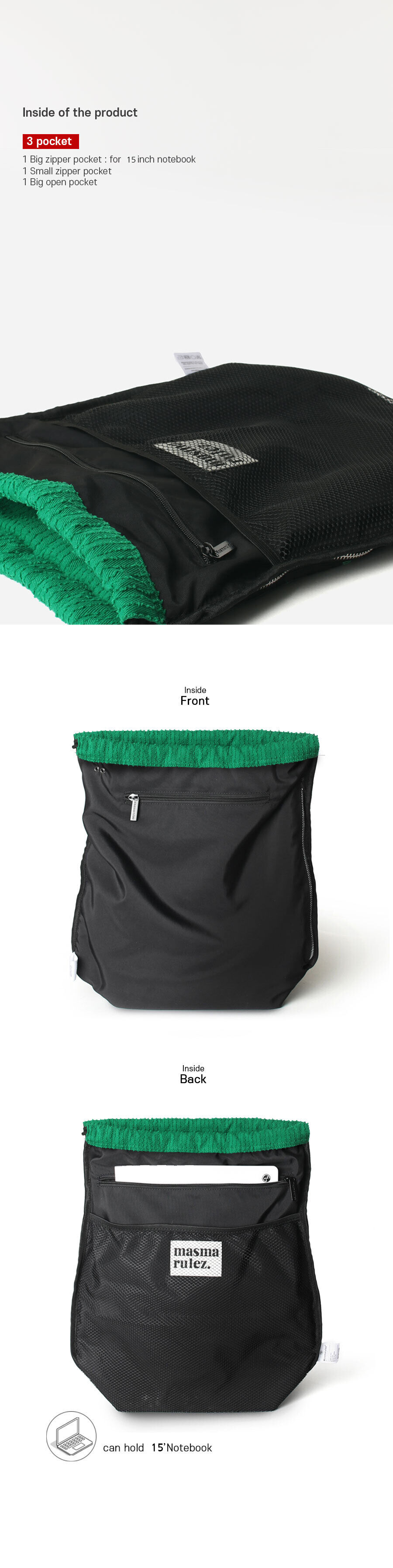 Gym sack string bag _Tear green - 감도 깊은 취향 셀렉트샵 29CM