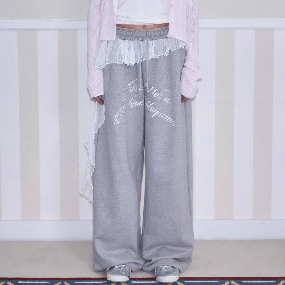 Lace Layered Lettering Pants [Gray] - 감도 깊은 취향 셀렉트샵 29CM