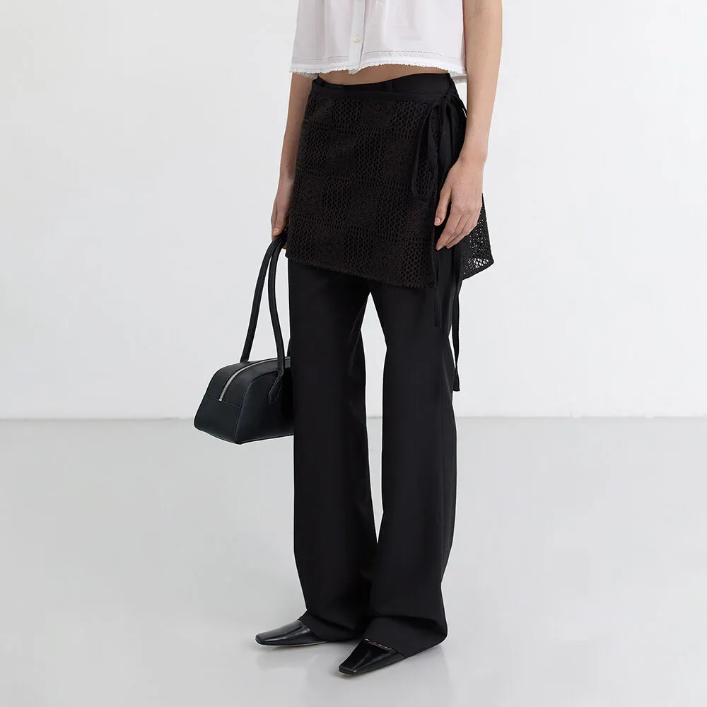 SLIM SEMI BOOT-CUT SLACKS BLACK_UDPA5B226BK - 감도 깊은 취향 셀렉트샵 29CM
