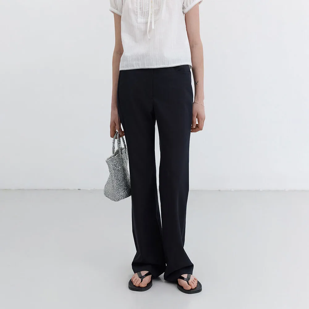 SLIM SEMI BOOT-CUT SLACKS NAVY_UDPA5B226N2 - 감도 깊은 취향 셀렉트샵 29CM