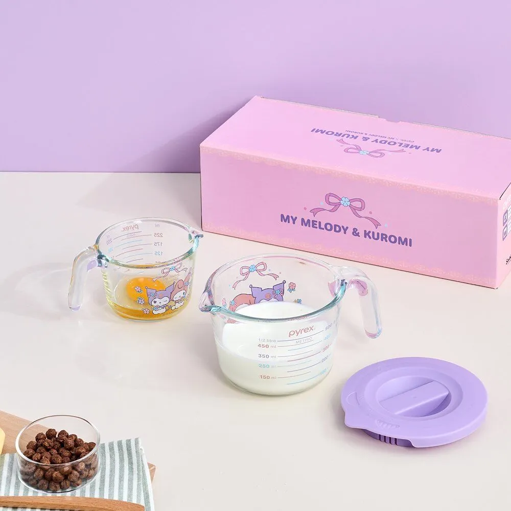 파이렉스 마이멜로디와 쿠로미 계량컵 2P 세트 250ml+500ml+500ml 뚜껑 - 감도 깊은 취향 셀렉트샵 29CM