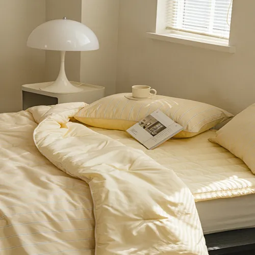 필굿 알러지케어 차렵이불세트 레몬버터 스트라이프 (SS/QK/SK) - 감도 깊은 취향 셀렉트샵 29CM