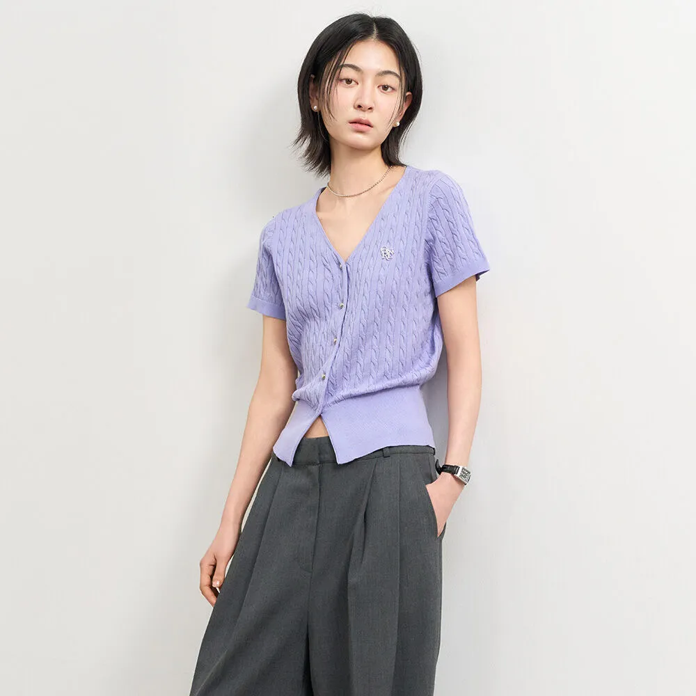 WOMAN 텐셀 브이넥 케이블 가디건 [LAVENDER] / WBD2L43545 - 감도 깊은 취향 셀렉트샵 29CM