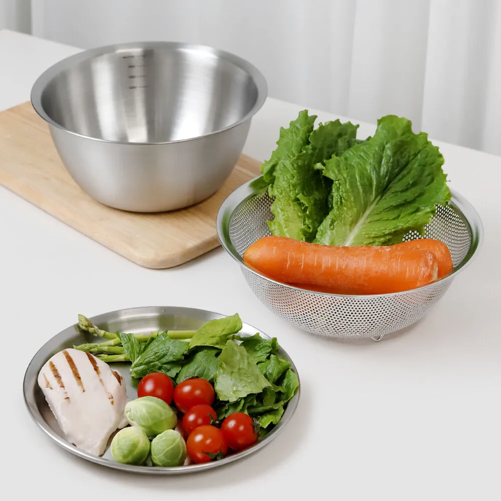 3in1 스텐 304 믹싱볼 3종세트 2100ml / 믹싱볼+채반+트레이 세트 - 감도 깊은 취향 셀렉트샵 29CM