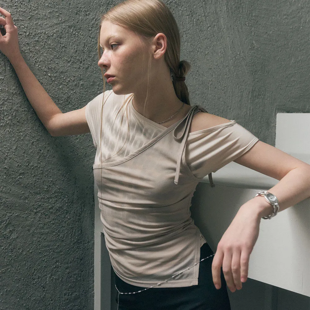 W. 레이어드 오프숄더 숏 슬리브 [BEIGE]_SEWTS009BEIGE - 감도 깊은 취향 셀렉트샵 29CM