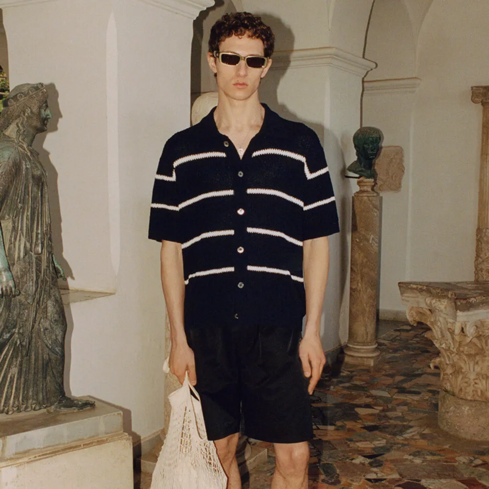 SHAKER STITCH COLLARED CARDIGAN NAVY CREAM_M_UDSW5B321N2 - 감도 깊은 취향 ...