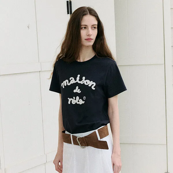 MAISON DE ROLA EMBROIDERY T-SHIRT NAVY - 감도 깊은 취향 셀렉트샵 29CM