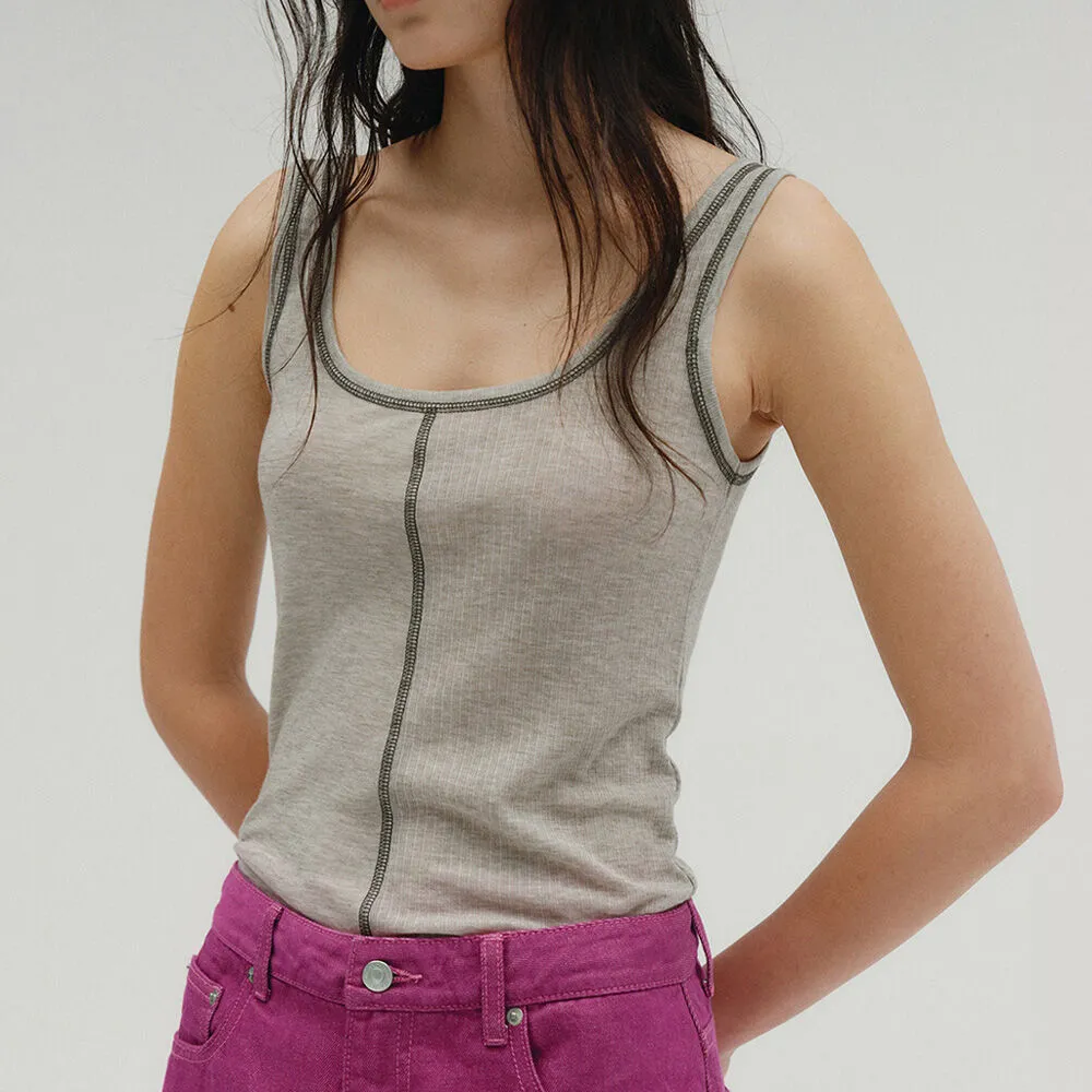 HALF & HALF SLEEVELESS TOP [MELANGE GREY] - 감도 깊은 취향 셀렉트샵 29CM