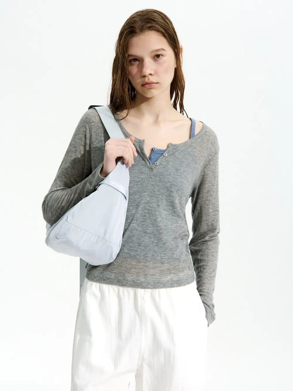 HENRY NECK LONG SLEEVE T-SHIRT_MELANGE GREY_LC252TS03MG - 감도 깊은 취향 셀렉트샵 29CM