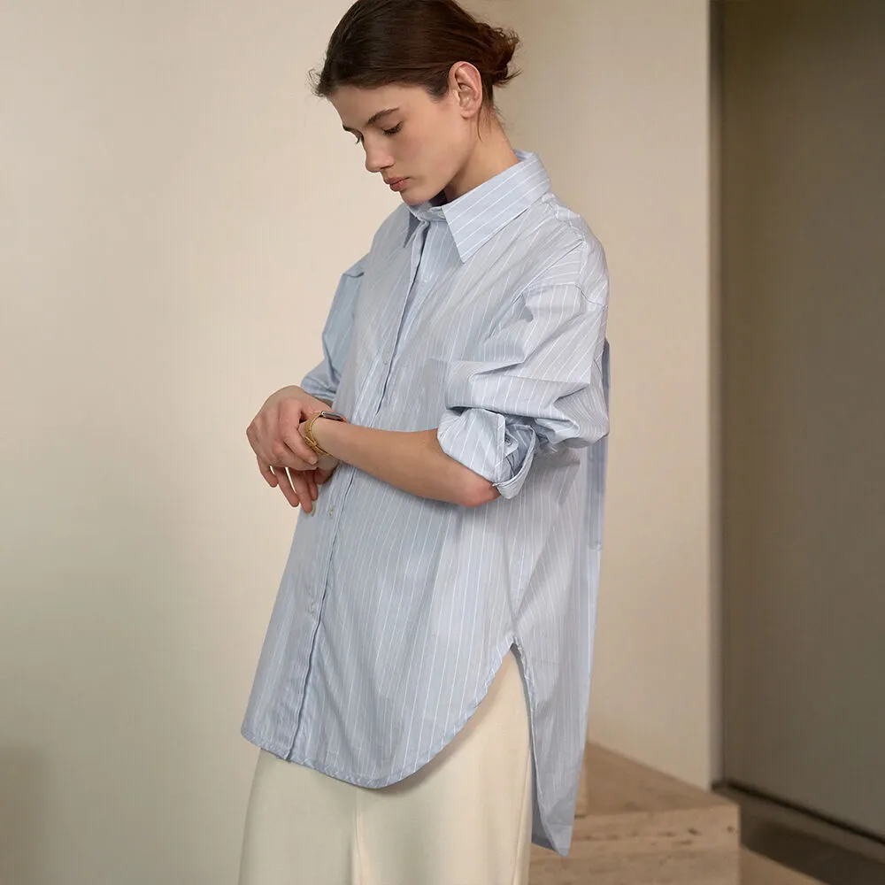 옆슬릿 박시 셔츠 스트라이프 ver 블루 - 감도 깊은 취향 셀렉트샵 29CM