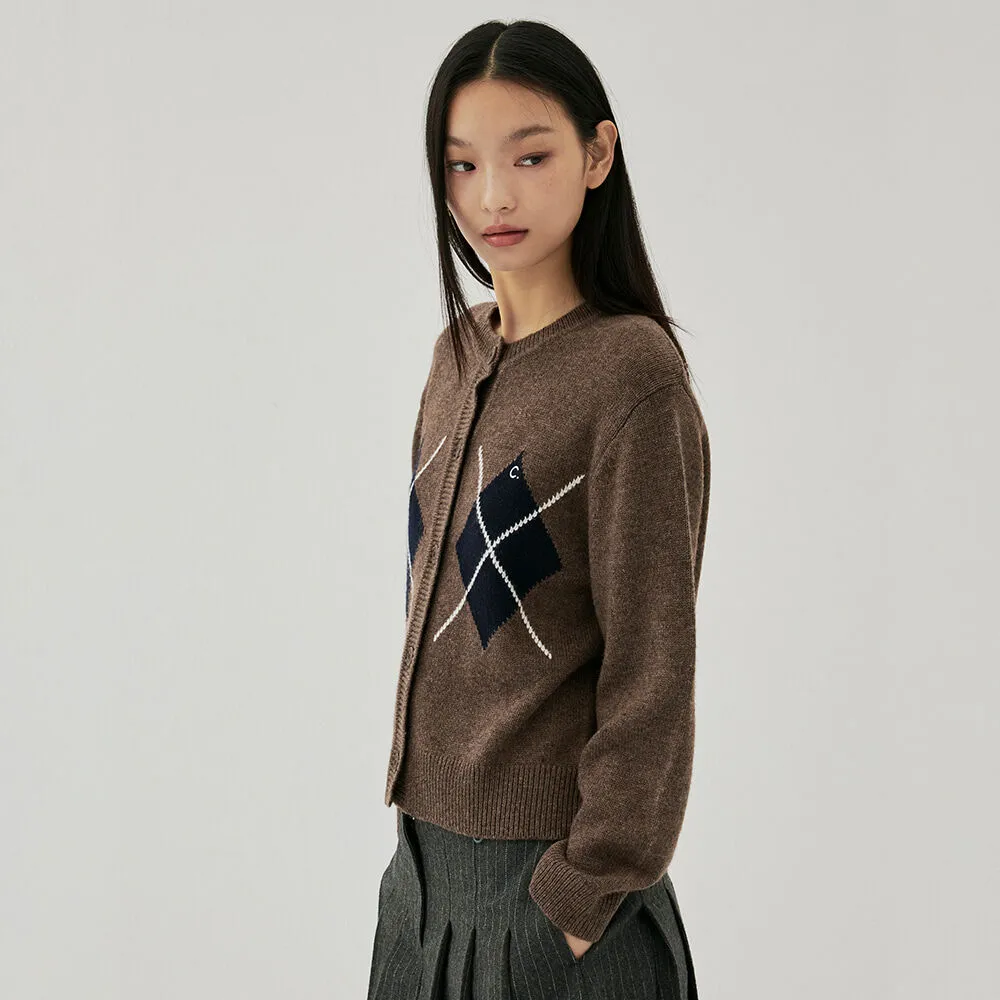 [25FW clove] Argyle Knit Cardigan (Brown) - 감도 깊은 취향 셀렉트샵 29CM
