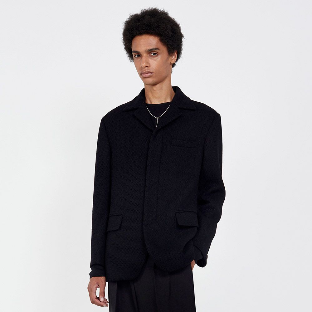 TWEED HIDDEN BUTTON JACKET (BLACK) - 감도 깊은 취향 셀렉트샵 29CM