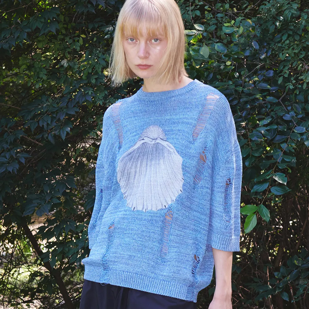 SHELL PRINTED PULLOVER (BLUE) - 감도 깊은 취향 셀렉트샵 29CM